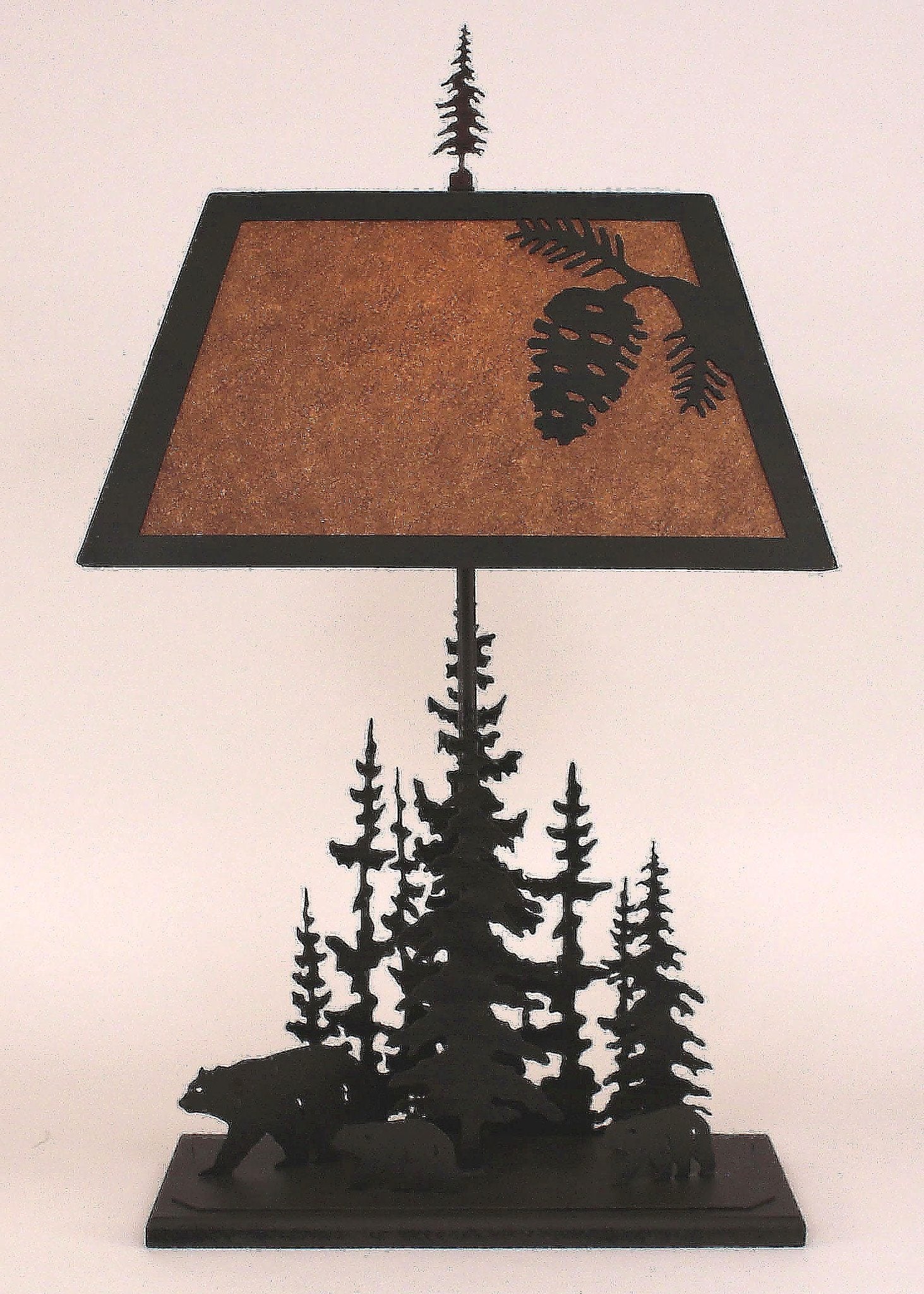 Kodiak Finished Iron Rectangle Feather Pine Tree Table Lamp | Free Shipping