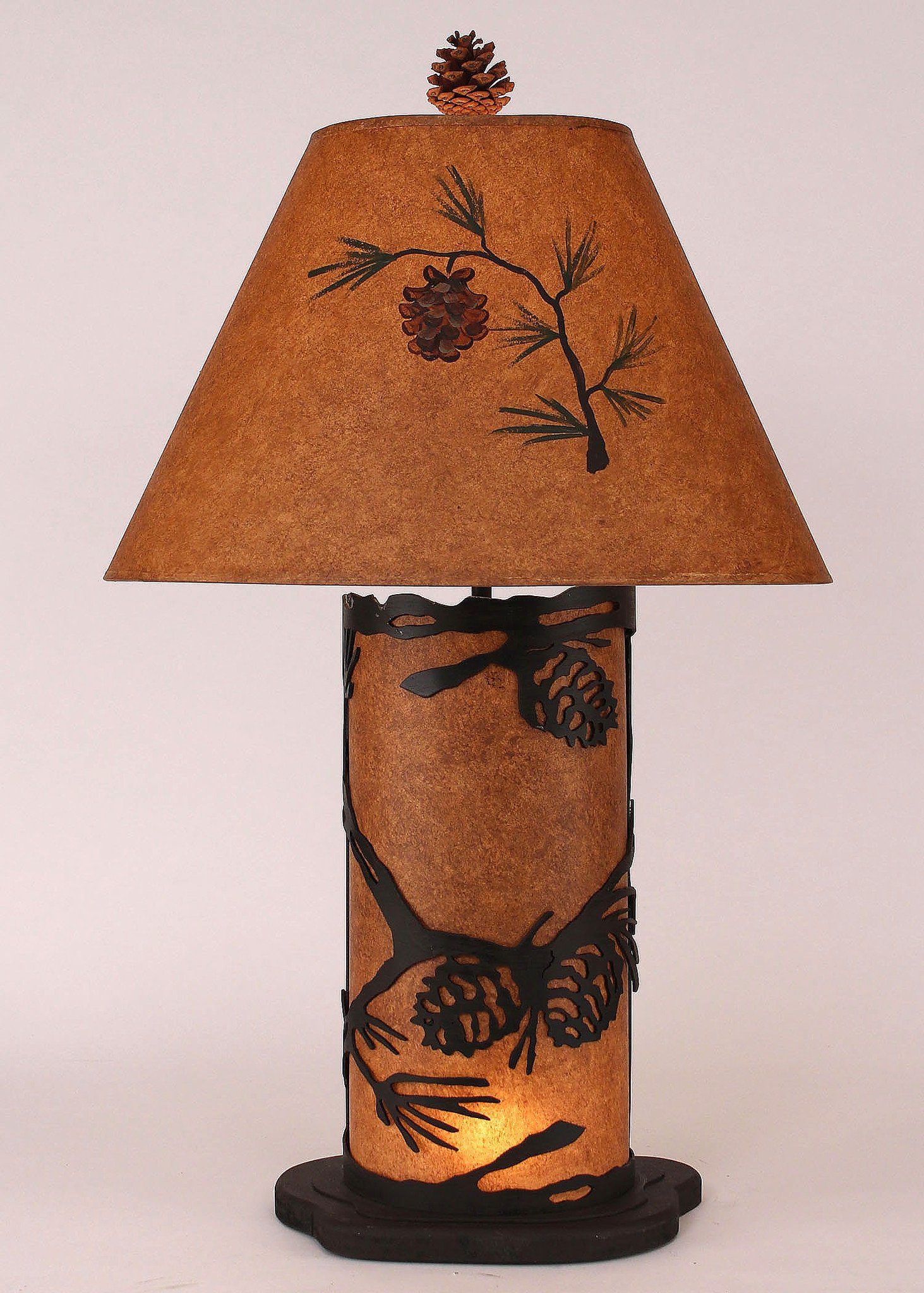Small Table Lamp 30" H with Pine Cone Panel | Free Shipping