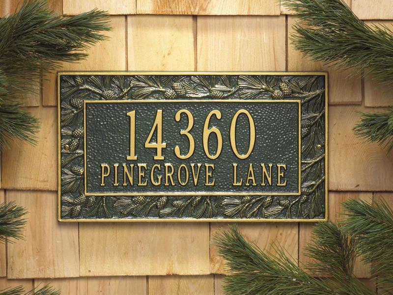 Pinecone Decorative Address Plaque — Cabin and Lodge